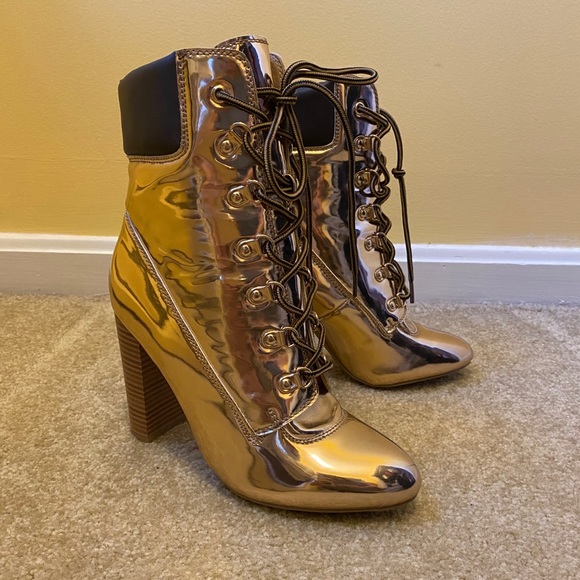 pinkbasis | Shoes | Champagnegold Metallic Booties | Poshmark